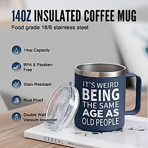 NOWWISH Christmas Gifts for Men - Men Coffee Mug - Funny Birthday Fathers Day White Elephant Gifts for Men Old People Him Husband, Grandpa, Dad, Father (14oz, Navy Blue)