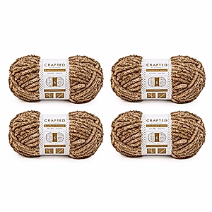 Crafted By Catherine Heathered Velvet Yarn - 4 Pack, Tan, Gauge 6 Super Bulky