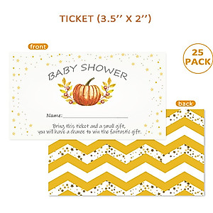 Pumpkin Baby Shower Invitations 5 Different Cards 25 Pack Gender Neutral Diaper Party Games Baby Names Thank You Cards Tickets Envelopes for Rustic Fall Autumn Halloween