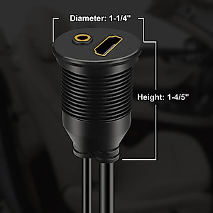 BATIGE HDMI & 3.5mm Male to Female 3.5mm + HDMI Car Mount Flush Extension Cable with Mounting Panel - 3ft