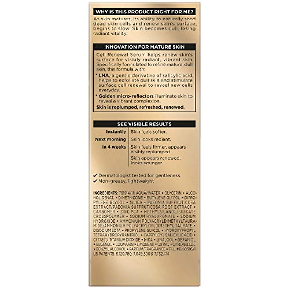 L'Oreal Paris Skincare Age Perfect Cell Renewal Golden Face Anti-Aging Serum, 1 Ounce