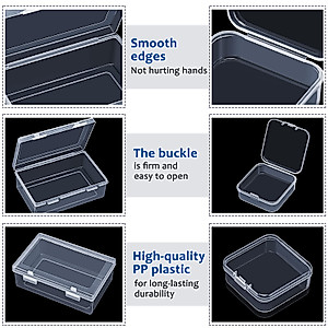 Clear Plastic Storage Cases Small Beads Organizer Container Transparent Boxes with Hinged Lid for Small Items with Hinged Lid and Rectangle Clear Craft Supply Cases (52 Pieces)