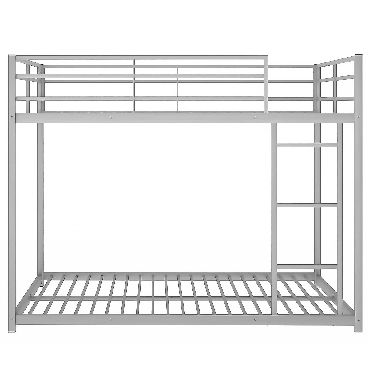 Full Over Full Bunk Bed with Ladder,Metal Floor Bunk Bed Frame with Safety Guardrail and Steel Slats Support for Kids Teen Girls Boys Adults Bedroom Furniture,Heavy Duty Metal Bed Frame (Silver, Full)