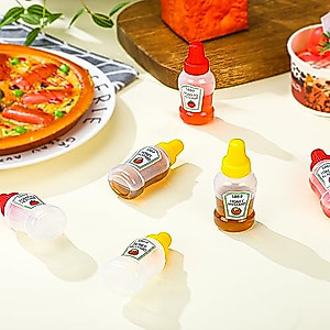 12 Pcs 25 ml Mini Condiment Bottles Mini Ketchup Bottle Reusable Condiment Bottles for Sauces Portable Plastic Sauce Container for Bento Box Syrup Salad Honey (Orange, Yellow, Tomato and Honey Style)