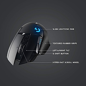 Logitech G502 Lightspeed Wireless Gaming Mouse with Hero 16K Sensor, PowerPlay Compatible, Tunable Weights and Lightsync RGB - Black (Renewed)