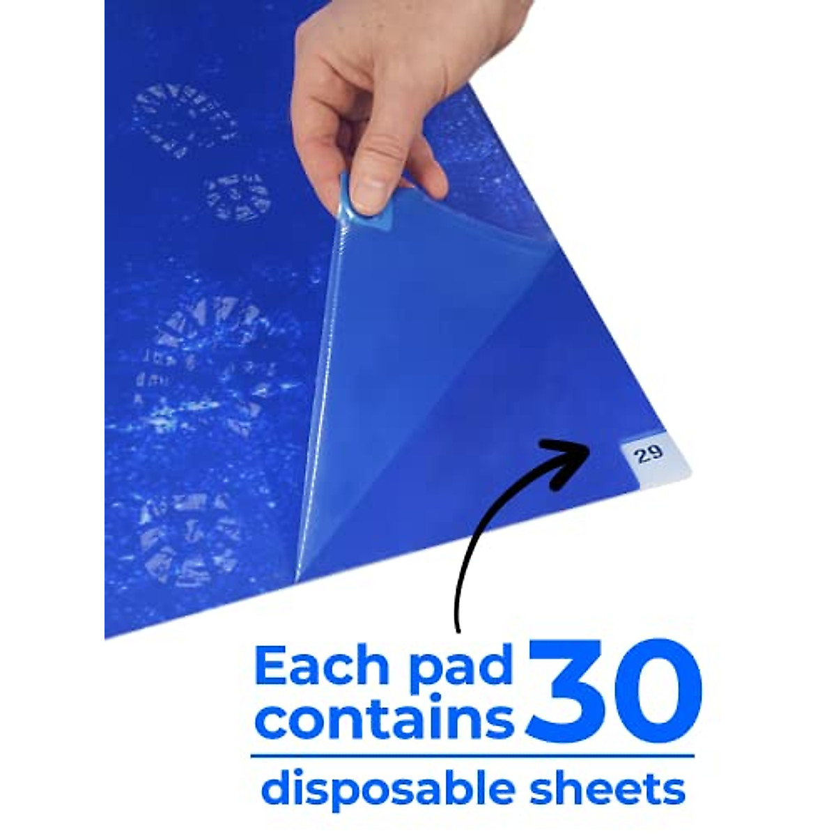 Samrang Cleanroom 24" x 36" Adhesive, Walk Off Sticky, Tacky Mat for Construction Lab-Room Hospital to Capture Dirt, Dust, and Debris from Shoes, 30 Sheets per Pad (Blue) (10)
