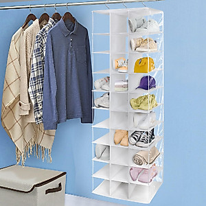 Libeder Hanging Closet Organizers 30 Section Shoe Shelves, Shoe Storage Hanging Shoe Rack, Space Saving Shoe Holder, White