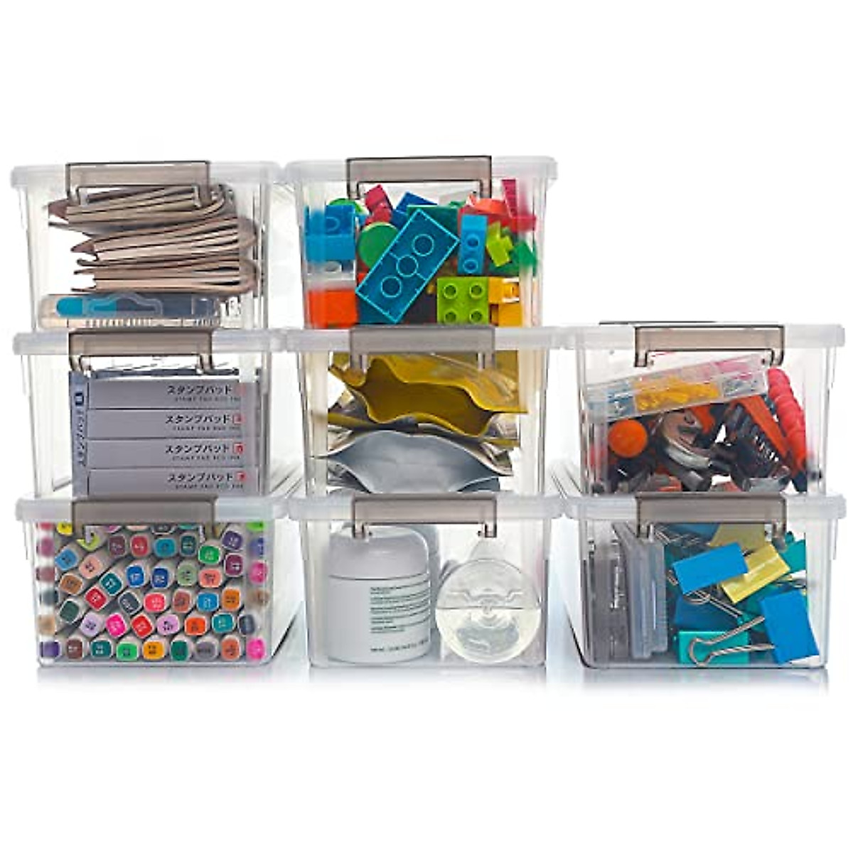 Citylife 4 Packs 5.3 QT & 8 Packs 3.2 QT Storage Bins with Lids Clear Plastic Bins Storage Containers for Organizing Stackable Boxes