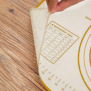 ALIPOBO Extra Thick Silicone Baking Mat with Measurements, Non Stick Pie Crust Mat, Rolling Cookie Dough Mat, Non Stick Silicone Pastry Mats for Kneading Dough, Counter Mat (L-24'' X 16", Gold)