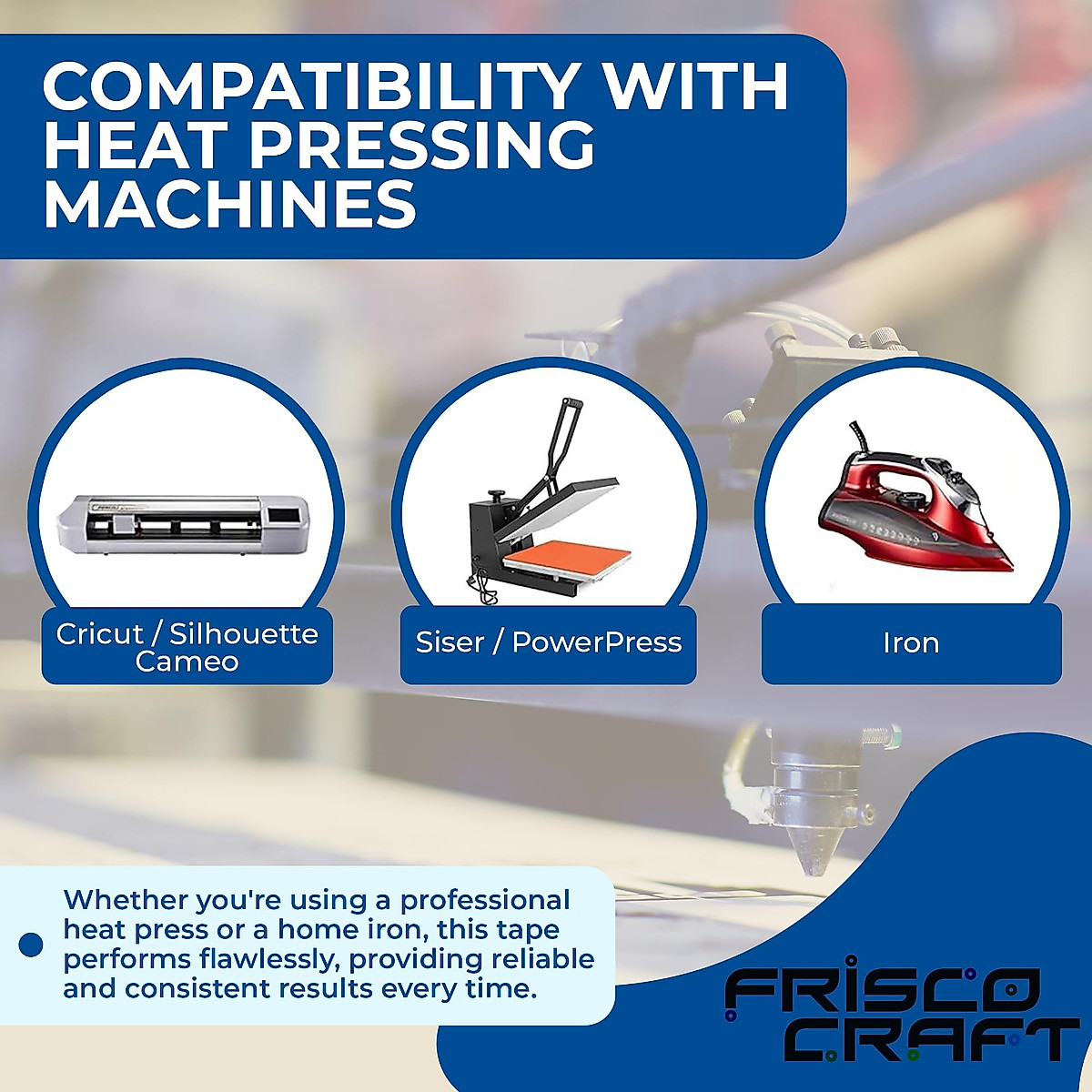 Frisco Craft Transfer Tape for Heat Transfer Vinyl - Iron on Transfer Paper - Heat Transfer Application Paper, Clear Transfer Tape for Printable HTV (12" x 50FT)