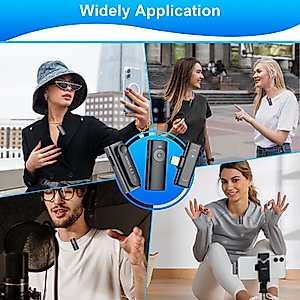 Aptkdoe Wireless Lavalier Microphone for iOS Phone/Pad, 2 Pack Lapel Clip-on Video Recording, 7H Cordless Omnidirectional Condenser Recording Mic, Plug-Play Mic Interview 2023 (M1)