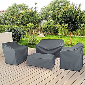 Baner Garden N87 4-Piece Outdoor Veranda Patio Garden Furniture Cover Set with 600D Durable and Water Resistant Fabric (Grey)