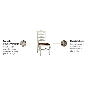 Home Styles French Countryside Oak/White Pair of Chairs with Distressed Oak and Rubbed White Finish 16.5D x 17.75W x 18H in