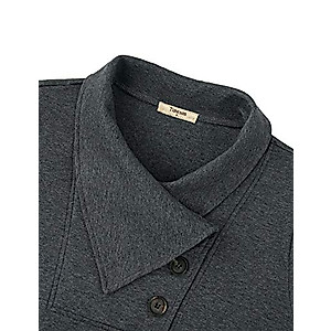 Timeson Winter Tunic Tops,V Neck Cotton Long Tunics for Leggings Ladies Long Sleeve Sweaters Loose Thick Button Sweatshirts Knit A Line Winter Leggings Shirts Fall Fleece Tops Carbon Gray X-Large