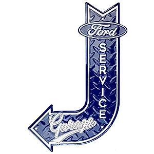HangTime Ford Service Garage Sign, Vintage Metal Automotive Wall Art Decor, 11.5 in. x 17.5 in, Man Cave Stuff for Men