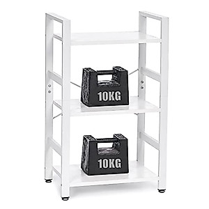 BEWISHOME 3 Tier Bookshelf, White Small Bookshelf for Small Spaces, Short Wooden Storage Bookcase with Metal Frame for Bedroom Living Room and Home Office JCJ62W