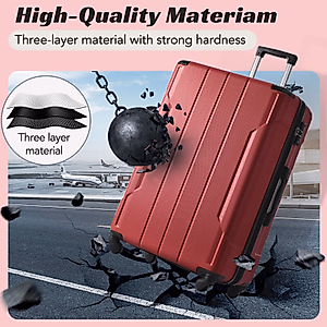 Merax 20 Inch Carry On Luggage with Wheels Aluminum Alloy Corner Hard Shell Suitcase TSA Luggage Suitcases for Travel Woman Men(Red)