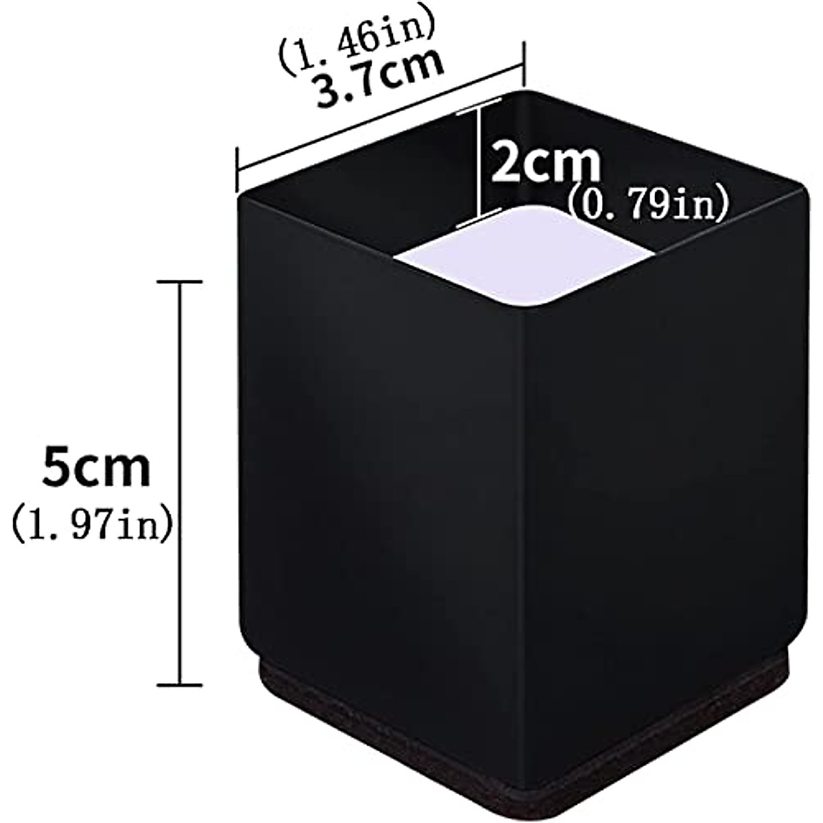 LIRRAS Set of 4 Carbon Steel Furniture Riser, Self Adhesive Mute Pad Sofa Legs, Non Slip Heavy Duty Bed Riser, Adds 5cm Height to Table Cabinet Desk Supports 20,000 lbs (3.7x5 cm/1.5x2 in,Black)