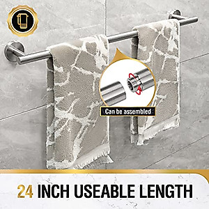 HITSLAM Brushed Nickel 25.7 Inch Towel Bar for Bathroom, SUS304 Stainless Steel Bathroom Towel Rack Wall Mounted, Modern Home Decor Bath Towel Holder with Hardware Accessories