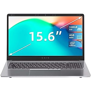 SGIN Laptop, 15.6 Inch 4GB DDR4 RAM 128GB SSD, Laptops with Intel Celeron Quad Core Processor, Intel UHD Graphics 600, WiFi, Bluetooth 4.2, USB3.0, Mini HDMI, Webcam