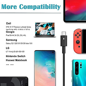 65W Type C Power Adapter Charger for Dell Latitude 12 13 5179 5285 5289 5290 5295 5590 5300 7569 7490 7480 7400 7370 7390 E7370, 2-in-1 Series 7400 7391 7390 5290