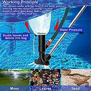 2023 Upgraded Small Pool Vacuum for Above Ground Pool w/Unique Lock Catch,48" Pool Pole,Brushes &Leaf Bag kit,Portable Swimming Pool Vacuum Head Cleaner,Pool Leaf Vacuum for Spa Hot Bub,Inground Pool