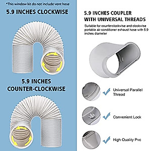 Portable Air conditioner Window Kit, Adjustable Vertical/Horizontal Sliding Window Kit Plate for AC Unit, AC Window Vent Kit, AC Window Seal Suitable for 5.9” AC Exhaust Hose