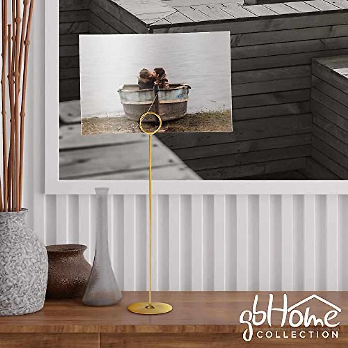 Gray Bunny 12 Pieces Gold Table Number Holders 12 Inches Tall Metal Place Card Holders for Photos, Food Signs, Memo Notes, Weddings, Restaurants, Birthdays