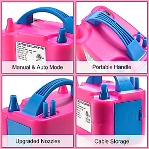 Balloon Pump, Portable Balloon Pump Electric with 100 Balloons, Balloon Inflator Air Pump Balloon Blower Machine for Party Birthday Wedding Festival Decoration - [110V 600W]