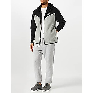 Nike Men's Sportswear Fleece Full-Zip Hoodie CU4489 010, Black/Dark Grey Heather/White, XX-Large