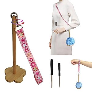 Portable Wrist Yarn Holder with Skew-slung Strap，Bamboo Yarn Holder with Wrist Strap, Yarn Holder for Crocheting & Knitting, Yarn Ball Holder/Yarn Holder/Knitting Gifts