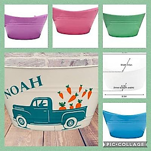 Bunny Easter Basket With Name - Custom Bucket for Kids - Pail for Egg Gathering - Personalized Bin