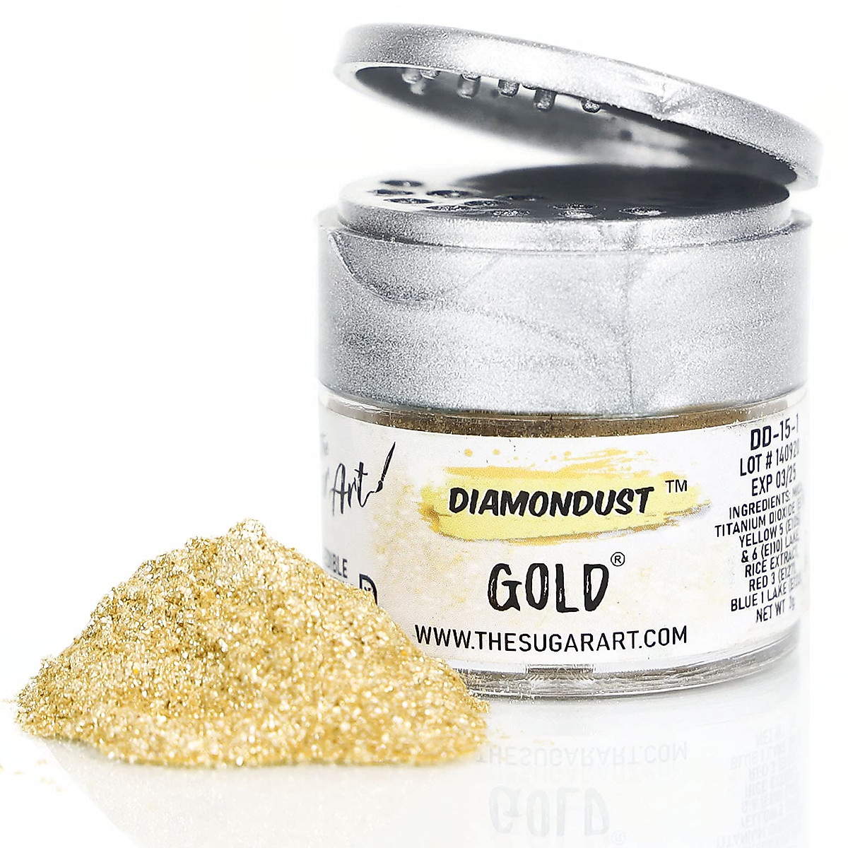 Gold Edible Glitter for Drinks, Cocktails, Cake Decorating, Strawberries, Chocolates & More | No Taste | 4g | 100% Food-Safe | Kosher, Vegan, Gluten & Nut Free | DiamonDust by The Sugar Art …