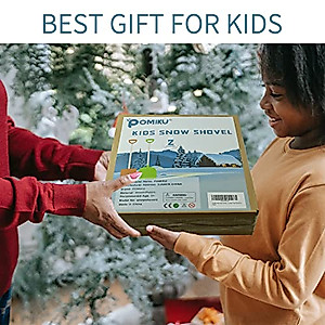 POMIKU Kids Snow Shovels, 2PCS 35" Long Plastic Snow Shovels for Boys and Girls, Wooden Handle, Tool for Age 5 Year Old and Up