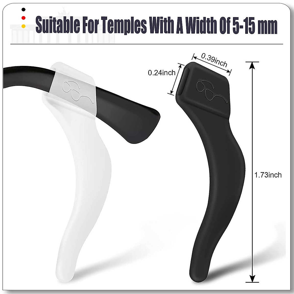 MOLDERP Eyeglass Ear Grips - 18 Pairs Glasses Anti-Slip, Comfortable Silicone Elastic Eyeglasses Temple Tips Sleeve Retainer, Prevent Eyewear Sunglasses Spectacles Glasses Slipping (Black-2)