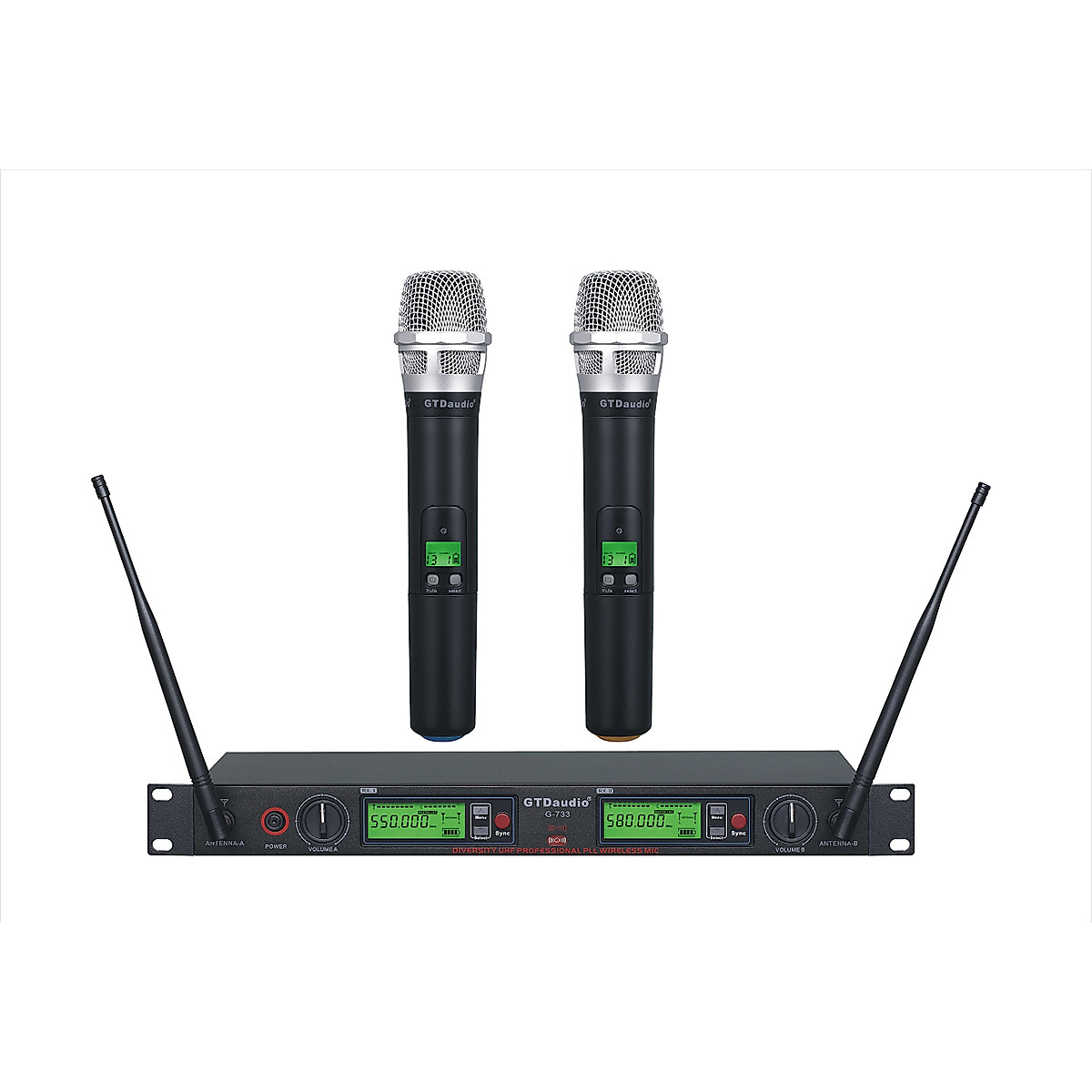 GTD Audio 2x800 Adjustable Frequency UHF True Diversity Wireless Handheld Microphone Mic System Ideal for Church, Karaoke, Dj Party, Range 400 ft