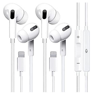 2 Pack iPhone Earbuds Wired Lightning Headphones [Apple MFi Certified] Built-in Microphone & Volume Control in-Ear Stereo Headset Compatible with iPhone 14/13/12/11 Pro Max/Xs Max/X/XR/7/8Plus-All iOS