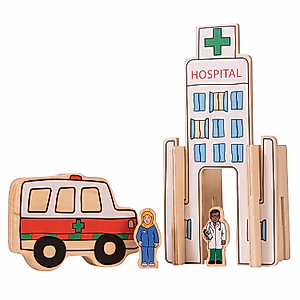 THE FRECKLED FROG Happy Architect - Emergency - Set of 20 - Ages 2+ - Wooden Blocks for Preschoolers and Elementary Aged Kids - Includes Workers, Vehicles and Buildings