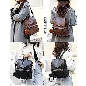 Logbagpa women Fashion backpack Purses PU Leather Anti Theft Large Ladies Handbags and Shoulder Travel Bags (1-BLACK)