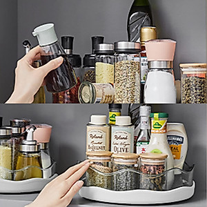 Lazy Susan Turntable Spice Rack Spinning Cabinet Organizer Rotating Condiment Tray Spinner for Pantry Kitchen Vanity Bathroom Jewelry Container Makeup Holder Cosmetic Storage (9 Inch)