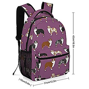 Australian Shepherd Dogs Travel Backpack Casual Sports Bag Oxford cloth suitable For Study Shopping traveling camping