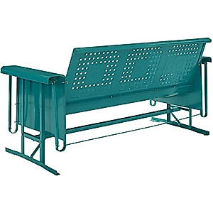 Crosley Furniture CO1023-TU Bates Retro Metal Outdoor Sofa Glider, Turquoise Gloss