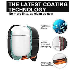 HALLEAST for AirPods 3 Case Waterproof, Front LED Visible & Support Wireless Charging, Protective Silicone Case Cover Compatible with for AirPods 3 Accessories, Black