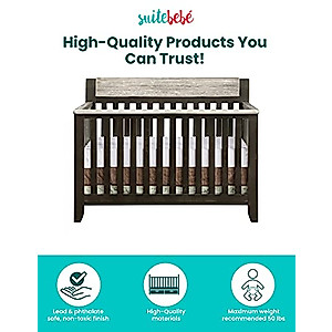 Suite Bebe Hayes 4 in 1 Convertible Crib, Coffee and Faux Barnwood - Quick Ship