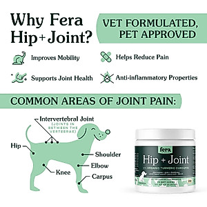 Fera Pets - Health Bundle of 3, Includes Fish Oil for Cats and Dogs (16oz), Organic Probiotics for Dogs and Cats with Prebiotics (60 Scoops), Hip and Joint Support for Dogs (90 Soft Chews)