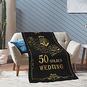 Infantown 50th Anniversary Blanket Gifts, 50th Wedding for Couple Parents Grandparent, 50th Golden Wedding Anniversary Throw Blankets Gifts for Dad Mom Husband Wife 50"X 70"