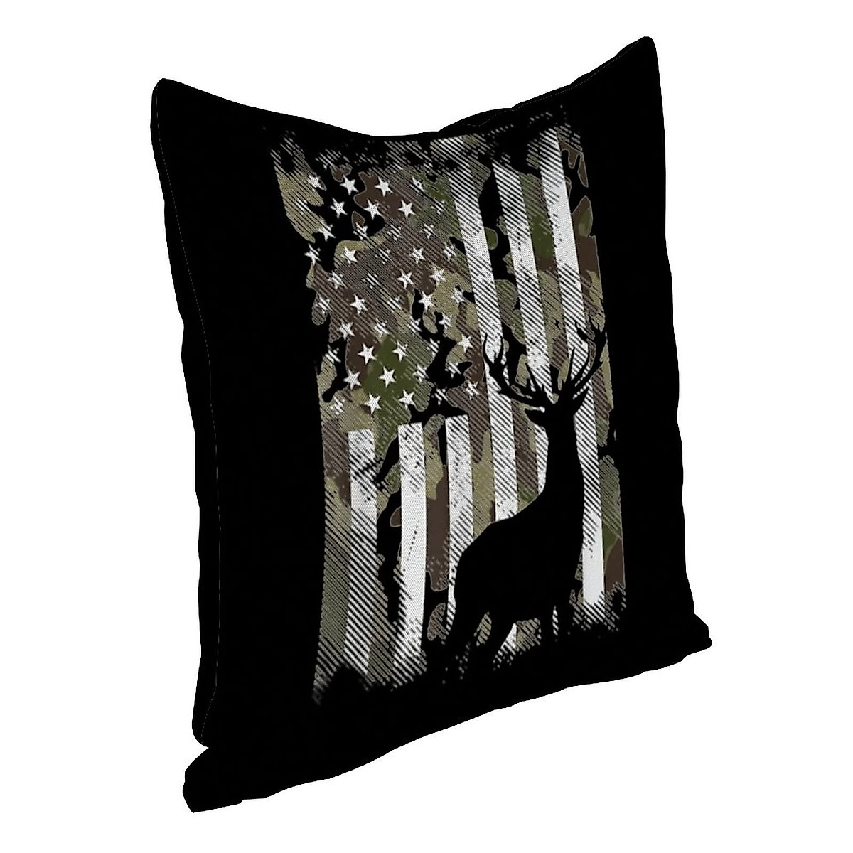 Opahxa5 American Flag Camo USA Deer Throw Pillow Case Square Cozy Pillow Cover Home Decor for Living 18 x 18-Inch