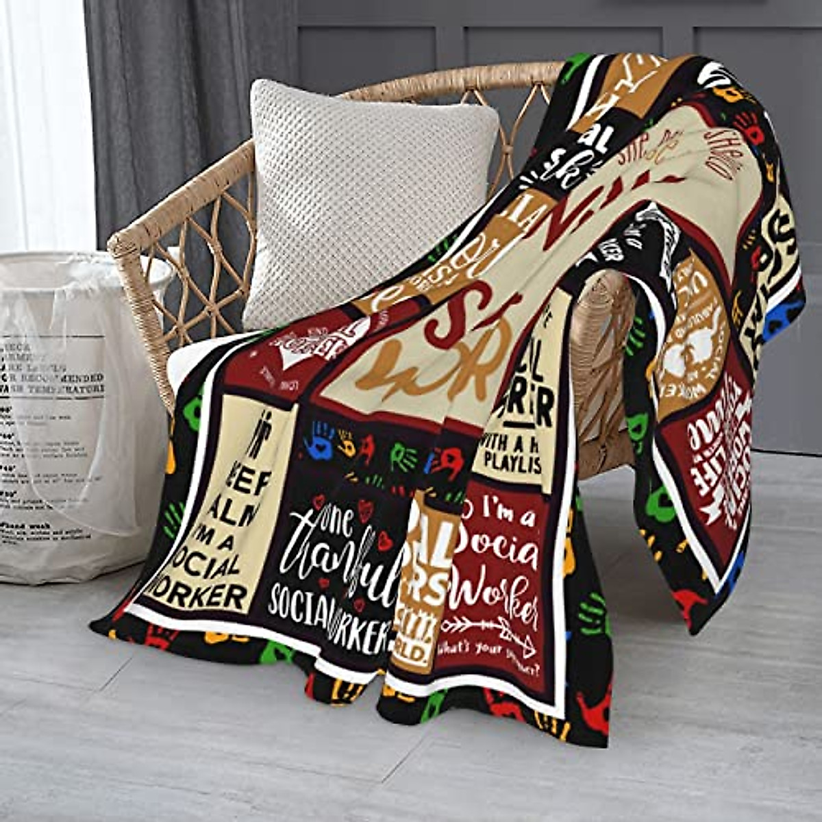 AYUNIX Social Worker Gifts Blanket for Women Men, Thank You Gifts for Social Worker Appreciation Graduation Gifts for BSW, MSW, DSW, Social Work Month Christmas Birthday Gifts Throw Blanket 60x50in