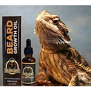 GOLDBEARDS GROWTH Beard Oil, 100% Pure Natural for Groomed Beards, Mustaches, & Moisturized Skin 1 Oz Infused with Argan, Jojoba, Avocado, Vitamin E, Biotin and Almond Oils