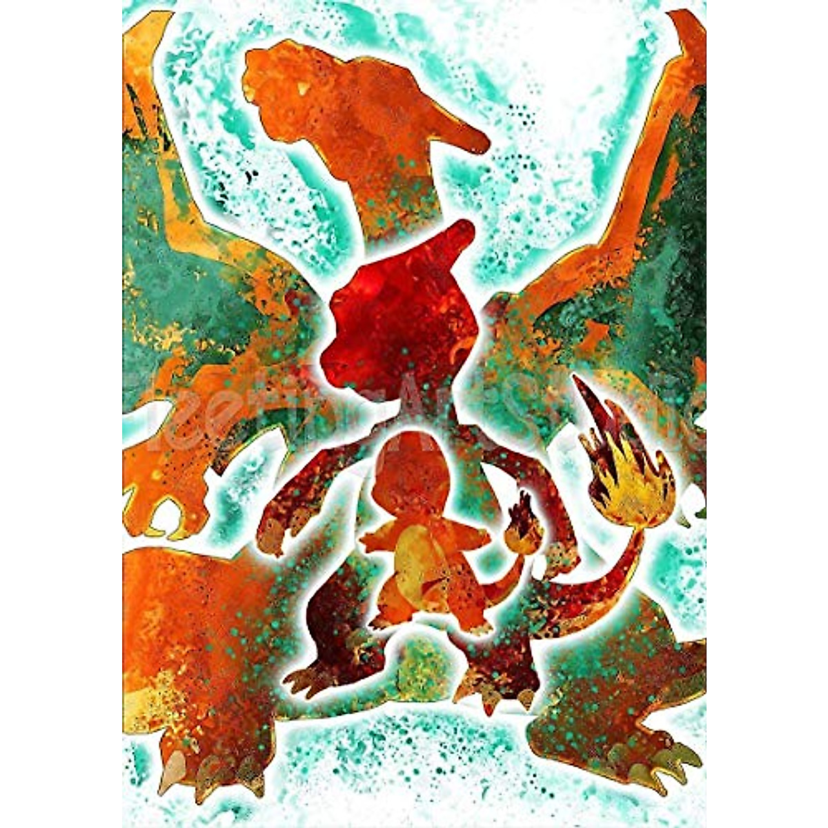 CHARIZARD Charmeleon Charmander EVOLUTION POKEMON Art Print Poster Wall Decor